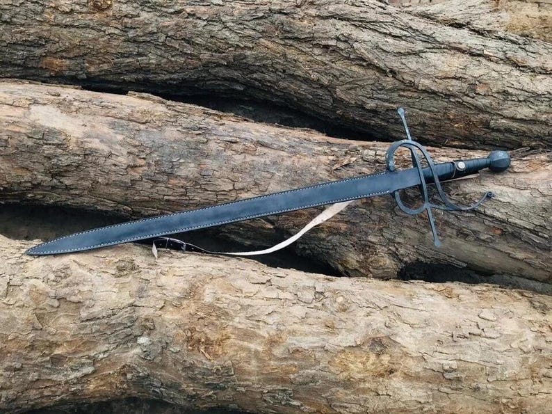 Handmade Medieval Rapier Sword, Carbon Steel Blade With Custom Sheath ...