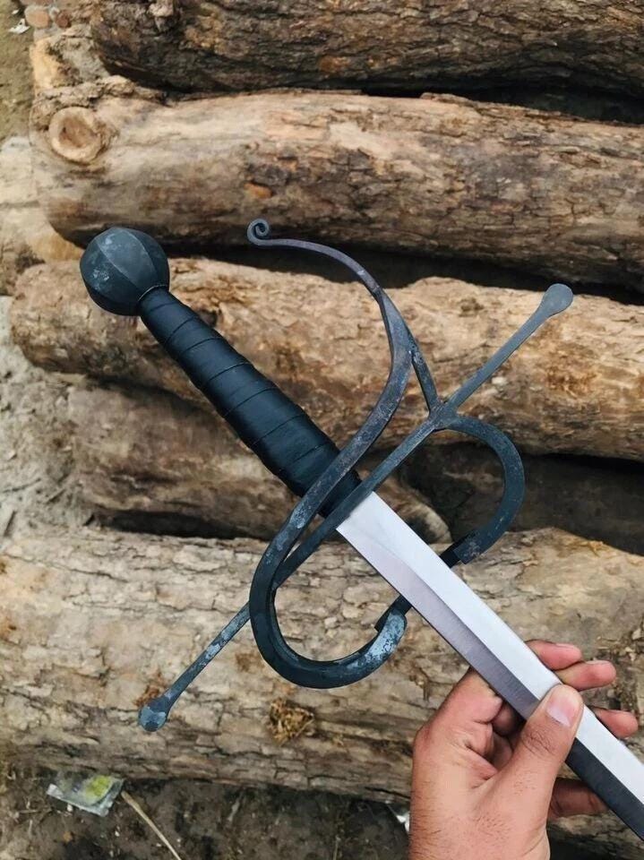Handmade Medieval Rapier Sword, Carbon Steel Blade With Custom Sheath ...