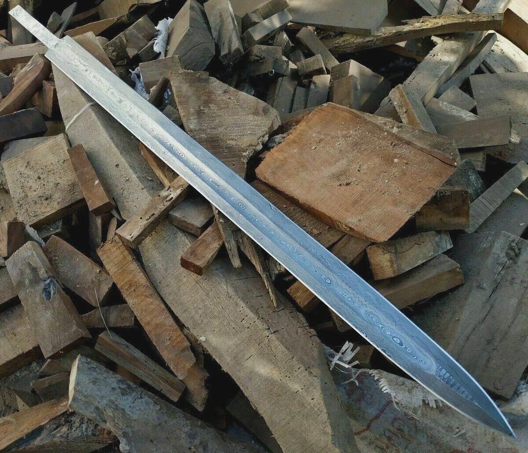 Blank Blade Damascus Steel Viking Sword Full Tang Sword Making 32” Inch ...