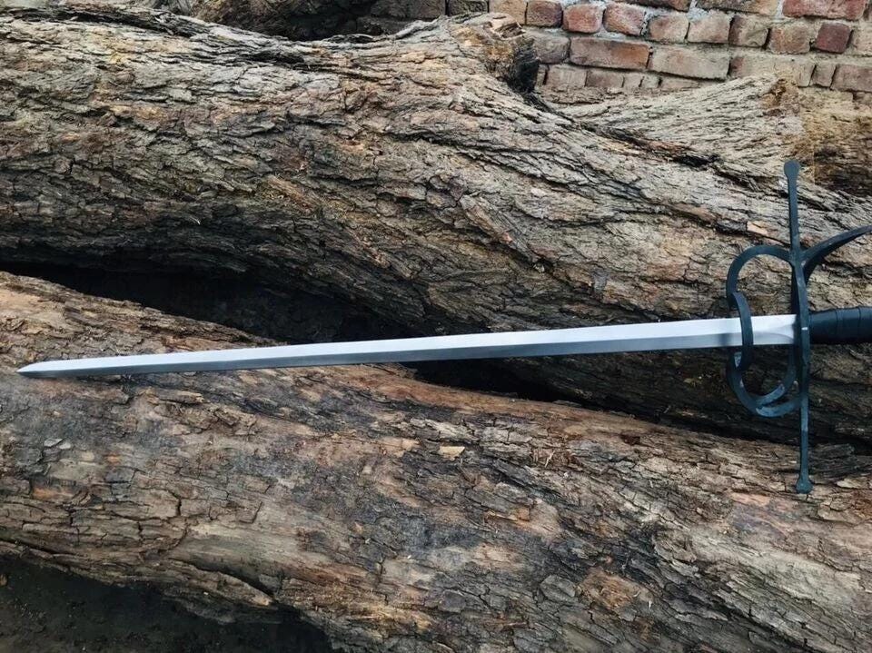 Handmade Medieval Rapier Sword, Carbon Steel Blade With Custom Sheath ...