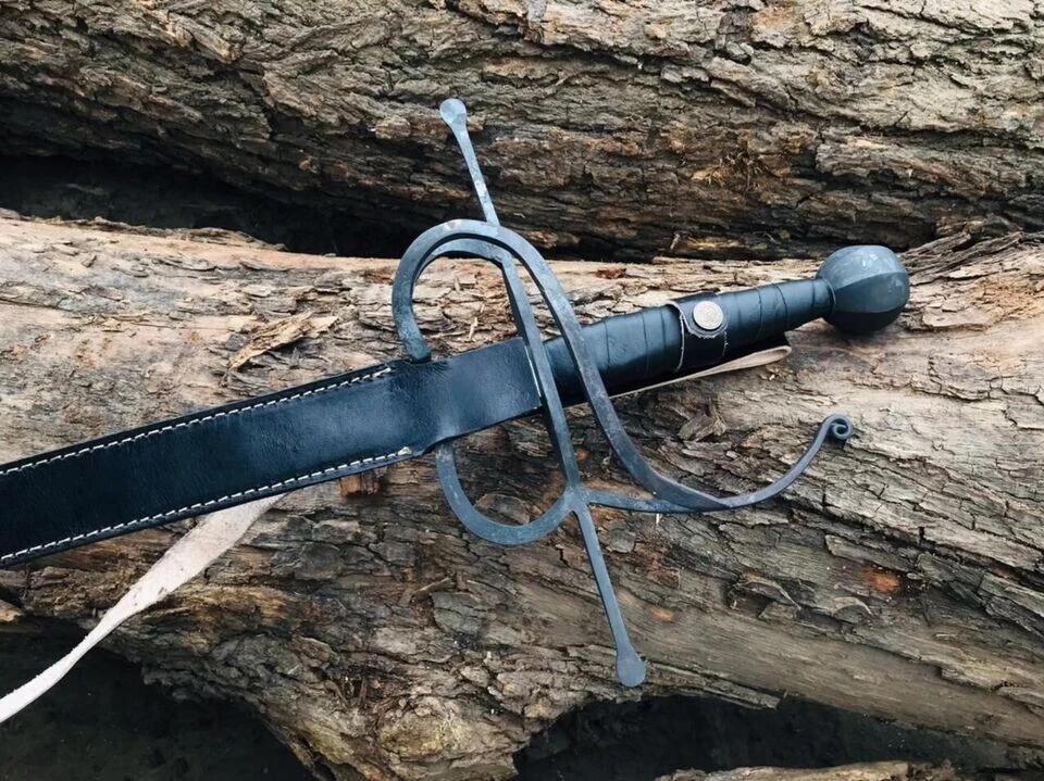 Handmade Medieval Rapier Sword, Carbon Steel Blade With Custom Sheath ...
