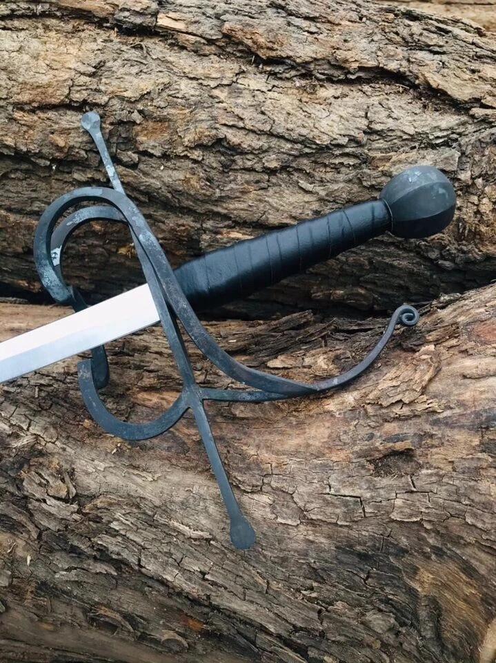 Handmade Medieval Rapier Sword, Carbon Steel Blade With Custom Sheath ...