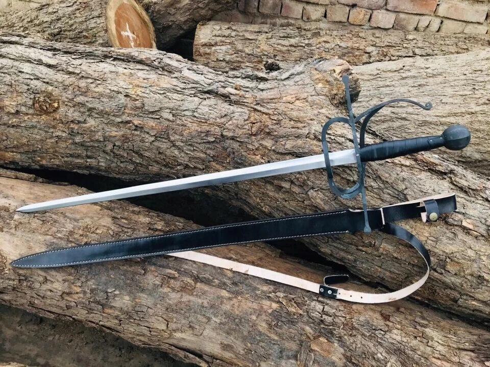 Handmade Medieval Rapier Sword, Carbon Steel Blade With Custom Sheath ...