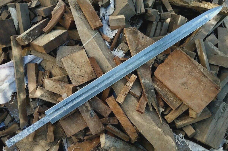 Blank Blade Damascus Steel Viking Sword Full Tang Sword Making 32” Inch ...