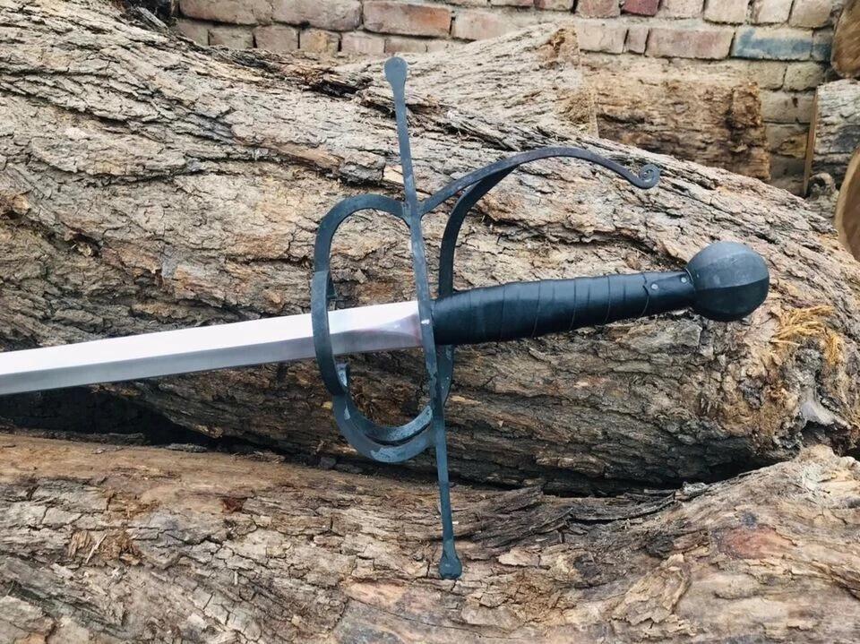 Handmade Medieval Rapier Sword, Carbon Steel Blade With Custom Sheath ...