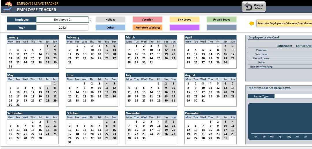Employee Team Leave Tracker Tool Excel Download - Etsy