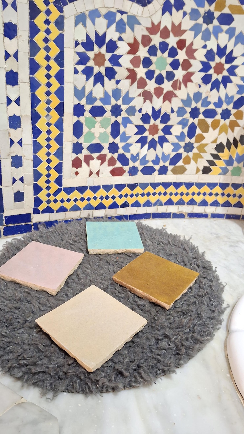 Handmade Glazed Earth Zellige Tiles 4x4 – Moroccan Beige Ceramic Tile ...