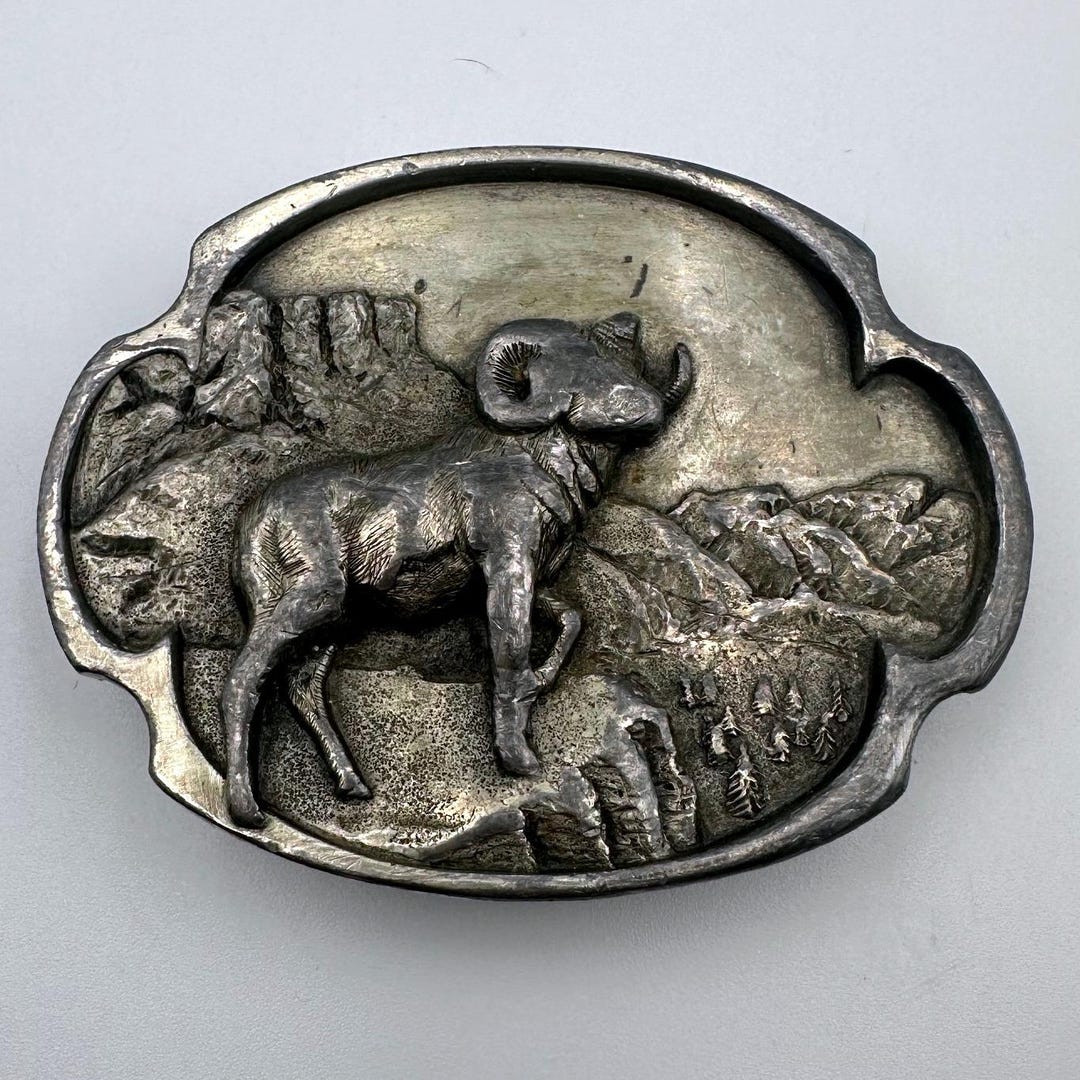 1984 Siskiyou Bighorn Sheep Pewter Belt Buckle Wildlife Series - No ...