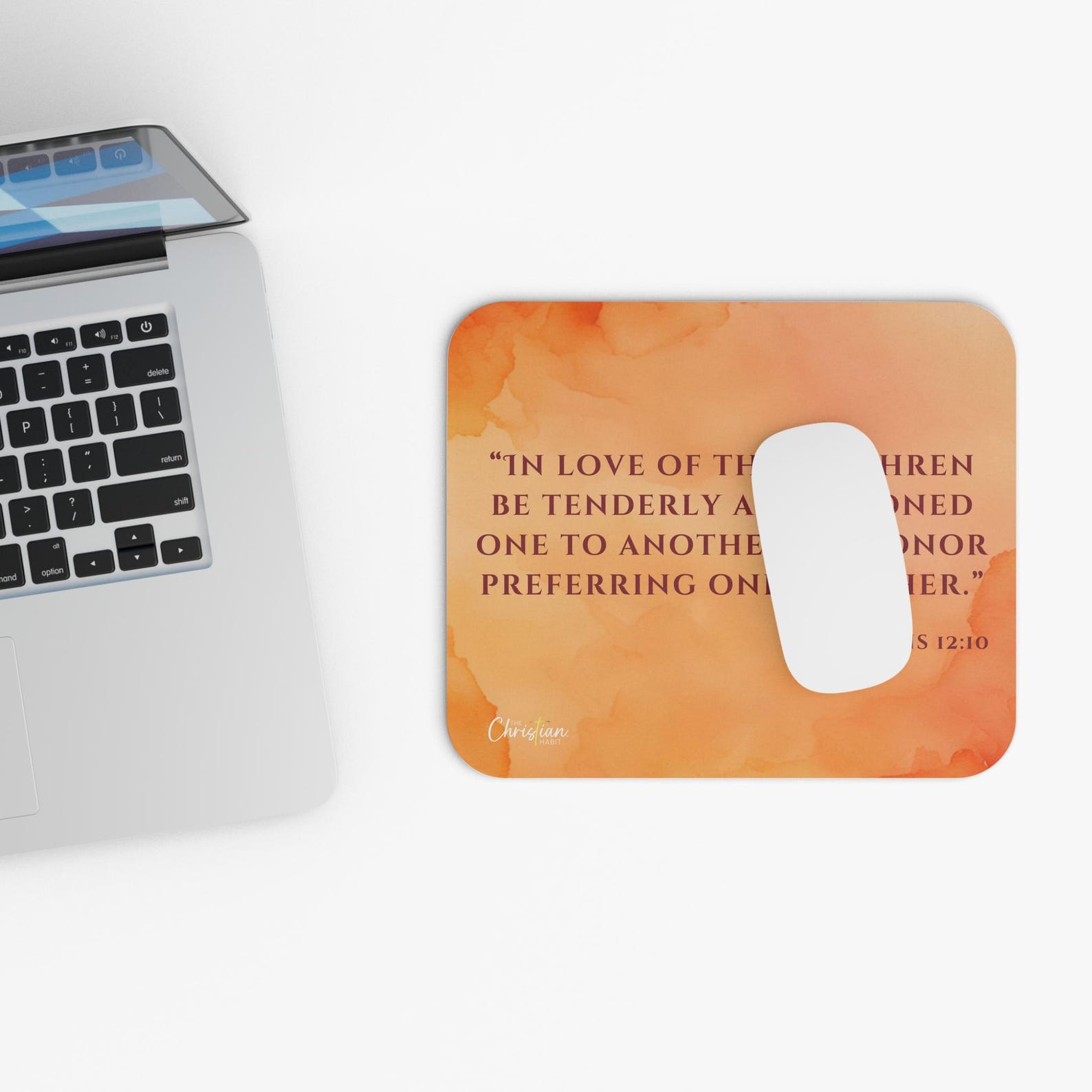 Christian Mouse Pad - Bible Verse Desk Mat - Romans 12:10 Scripture ...