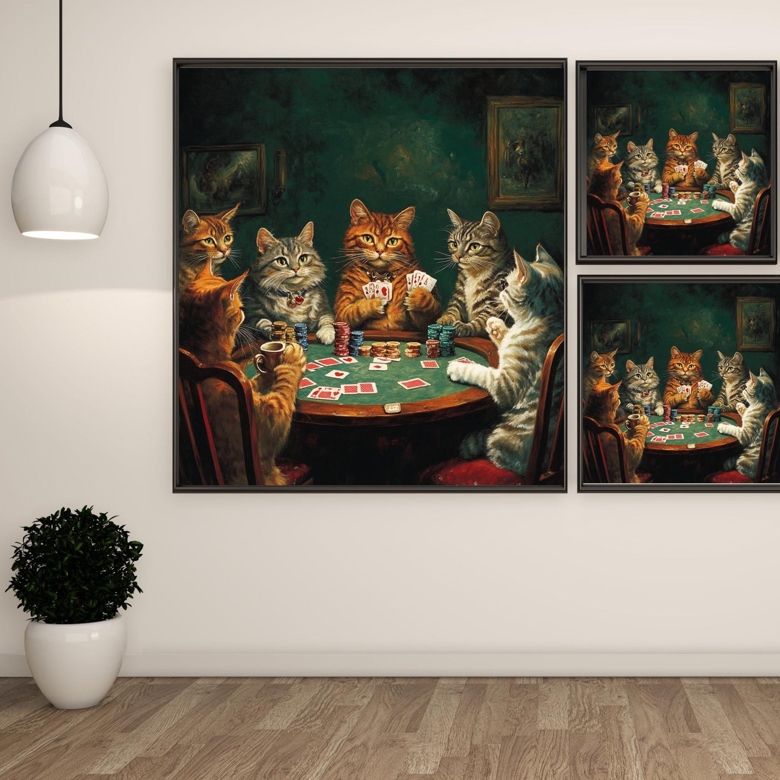 Cats Poker Wall Art, Canvas or Poster, Poker Room Decor, Cat Wall Decor ...