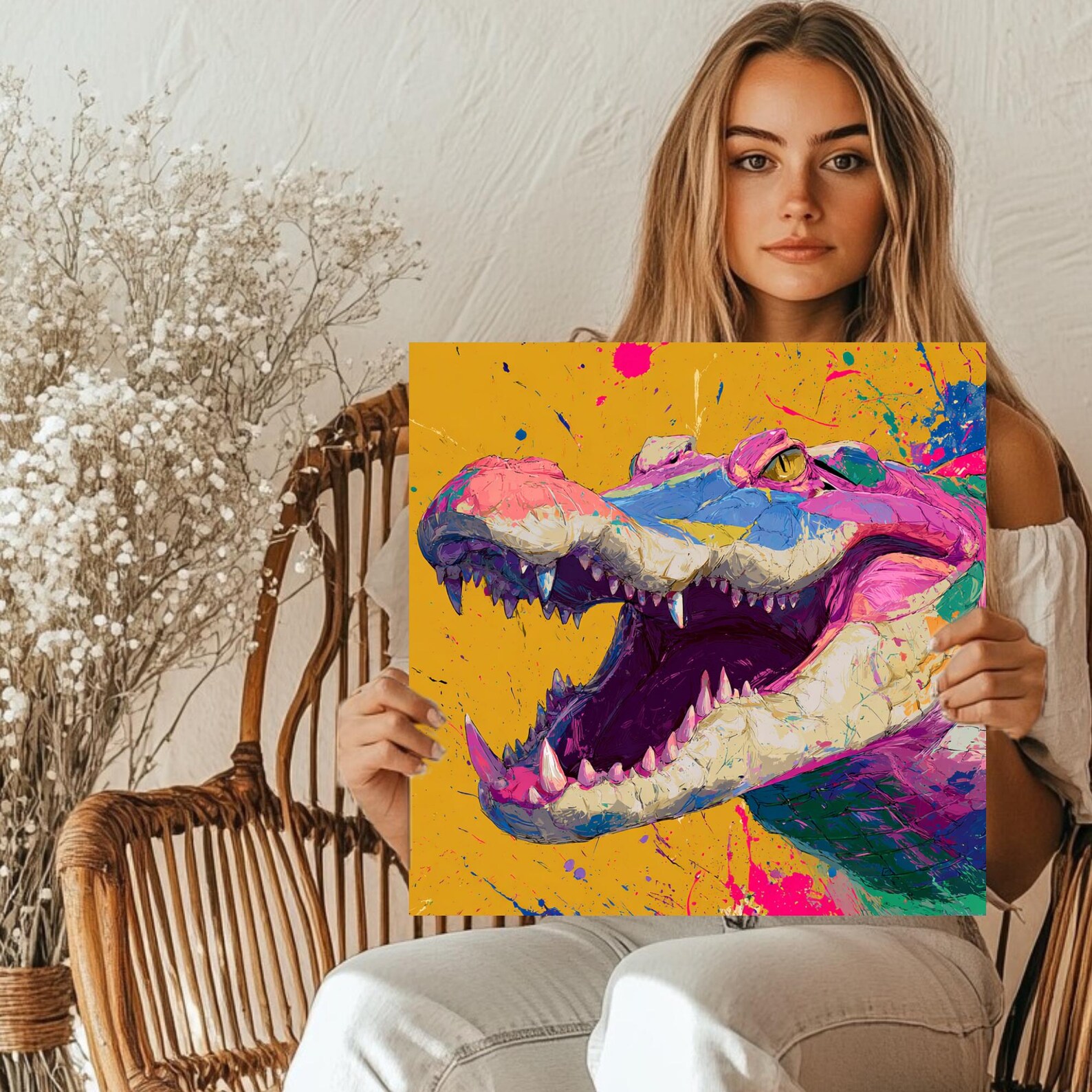 Abstract Alligator Wall Art, Canvas or Poster, Modern Home Decor, Swamp ...
