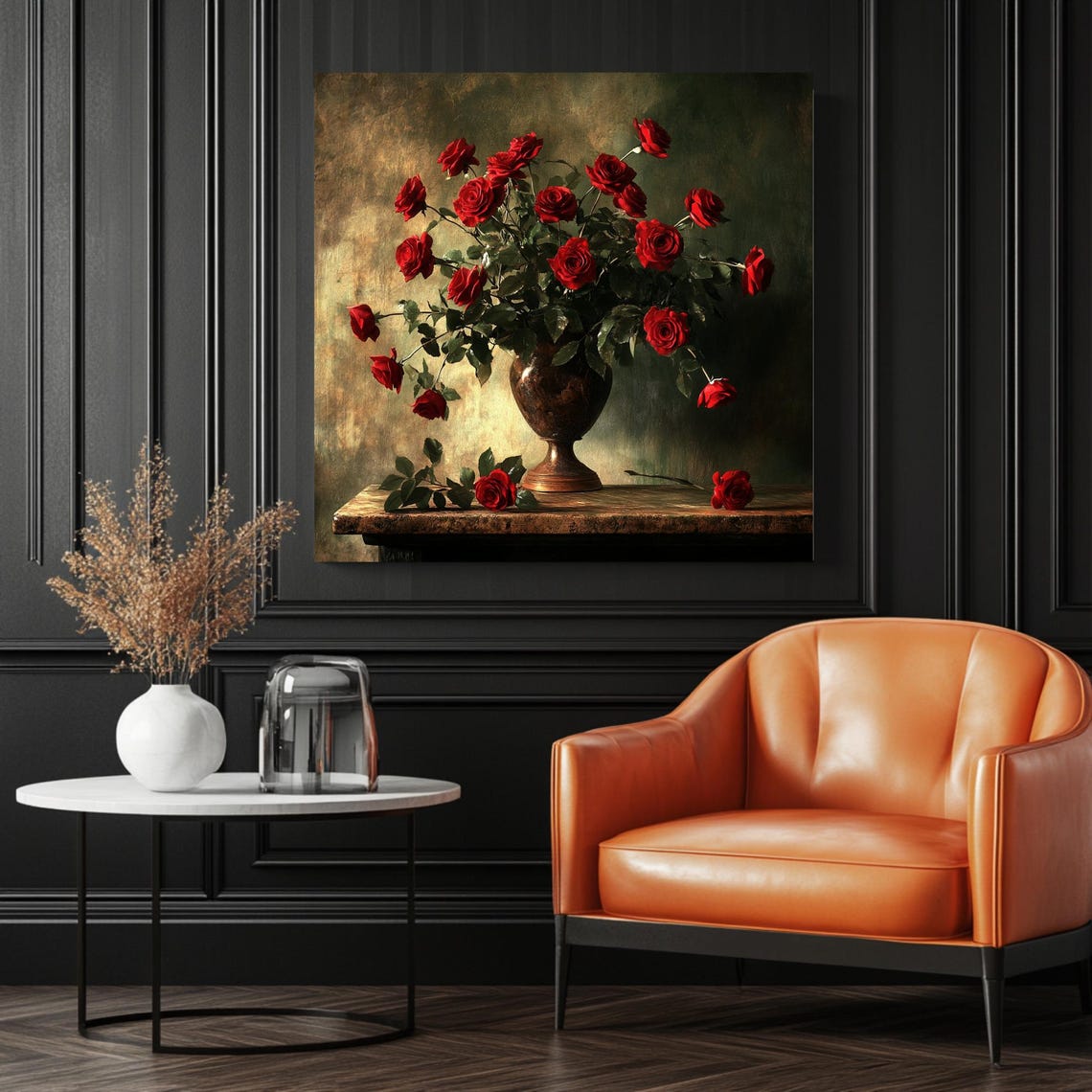 Red Rose Bouquet Wall Art, Floral Print, Red Rose Decor, Romantic ...