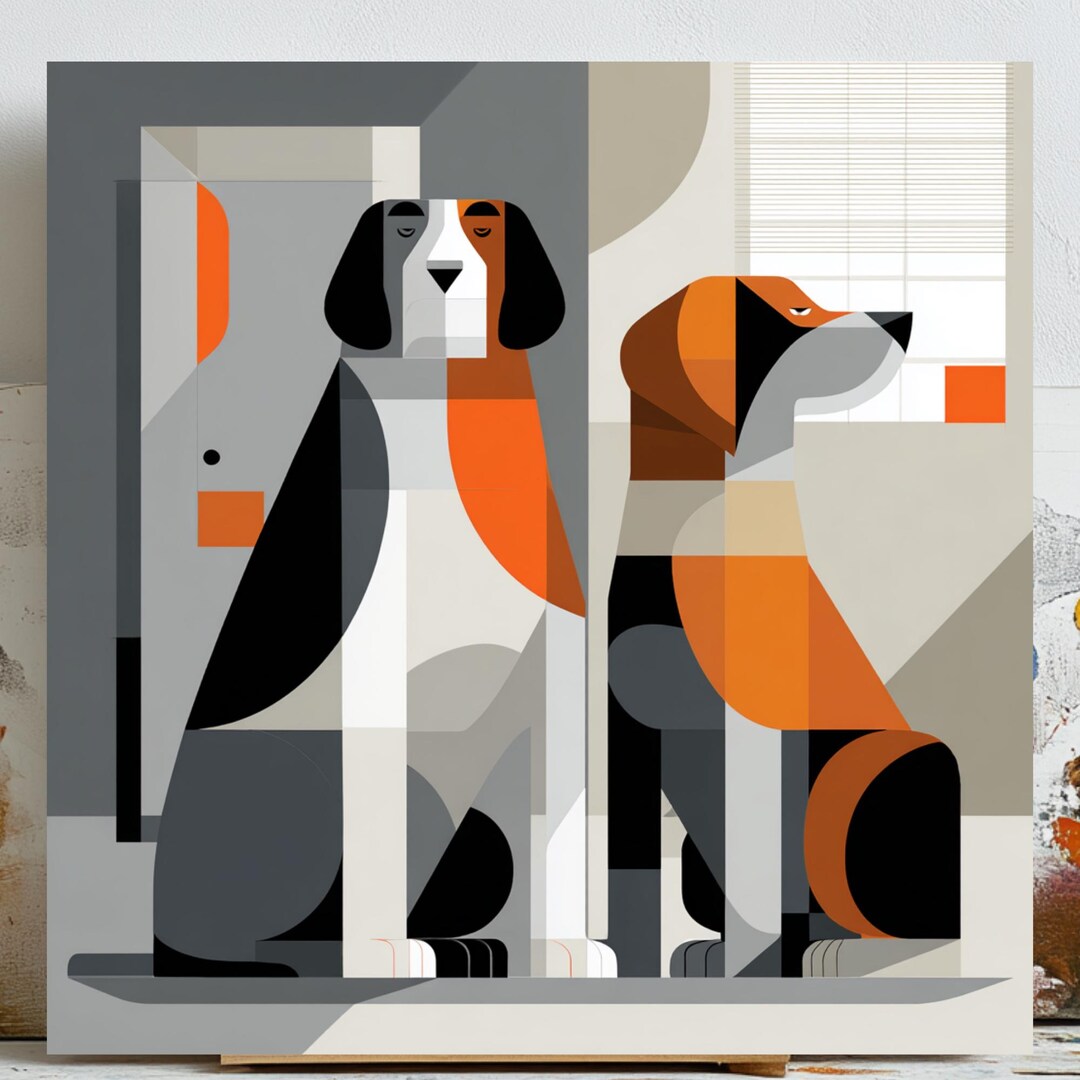 Abstract Dogs Art, Canvas or Poster, Contemporary Pet Decor, Dog ...