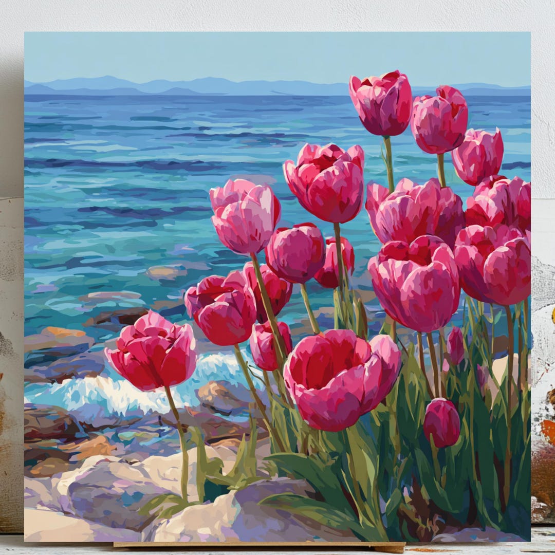 Pink Tulip Flower Wall Art ,canvas or Poster, Floral Wall Decor, Flower ...