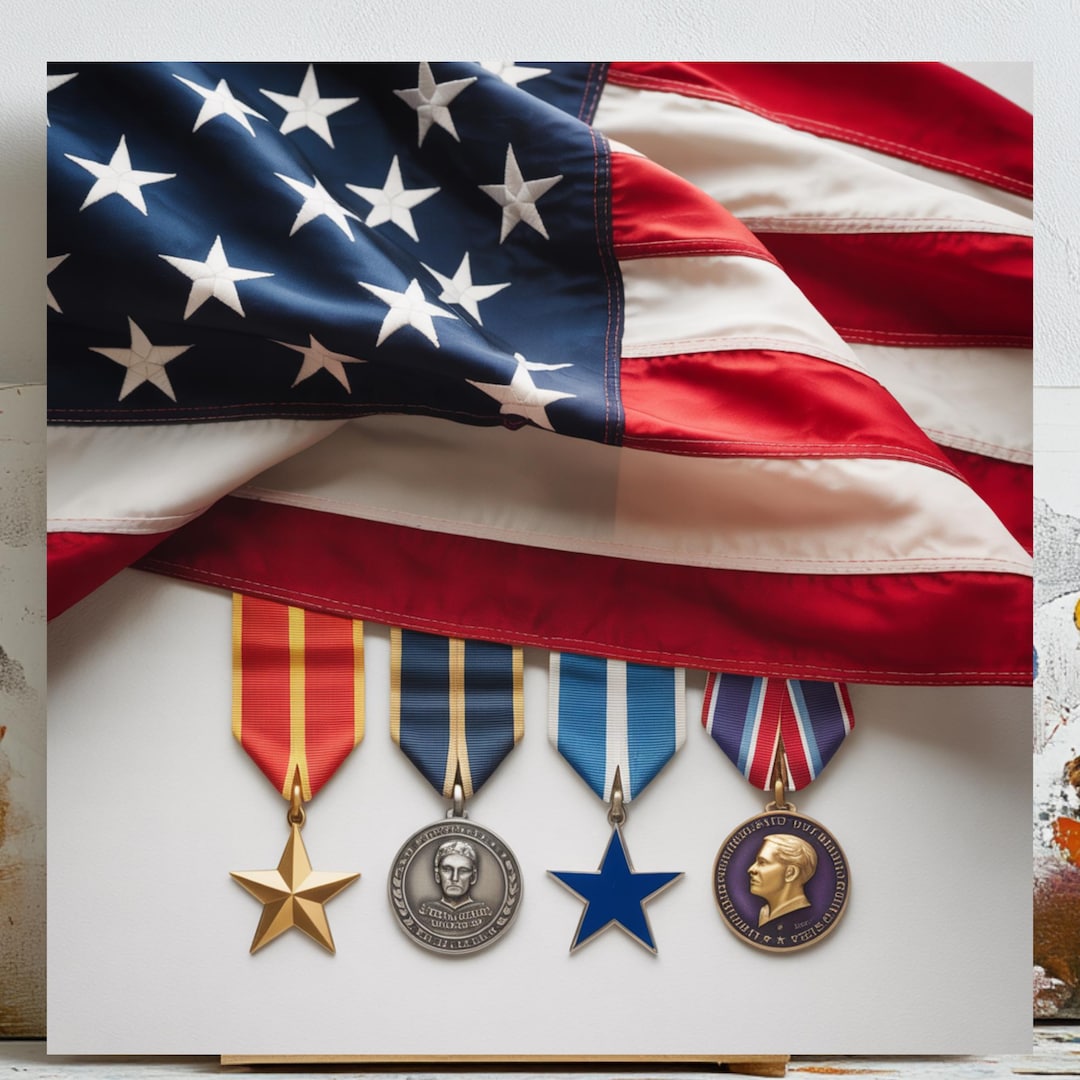 Memorial Day Wall Art, Military Medal Print, American Flag Poster ...