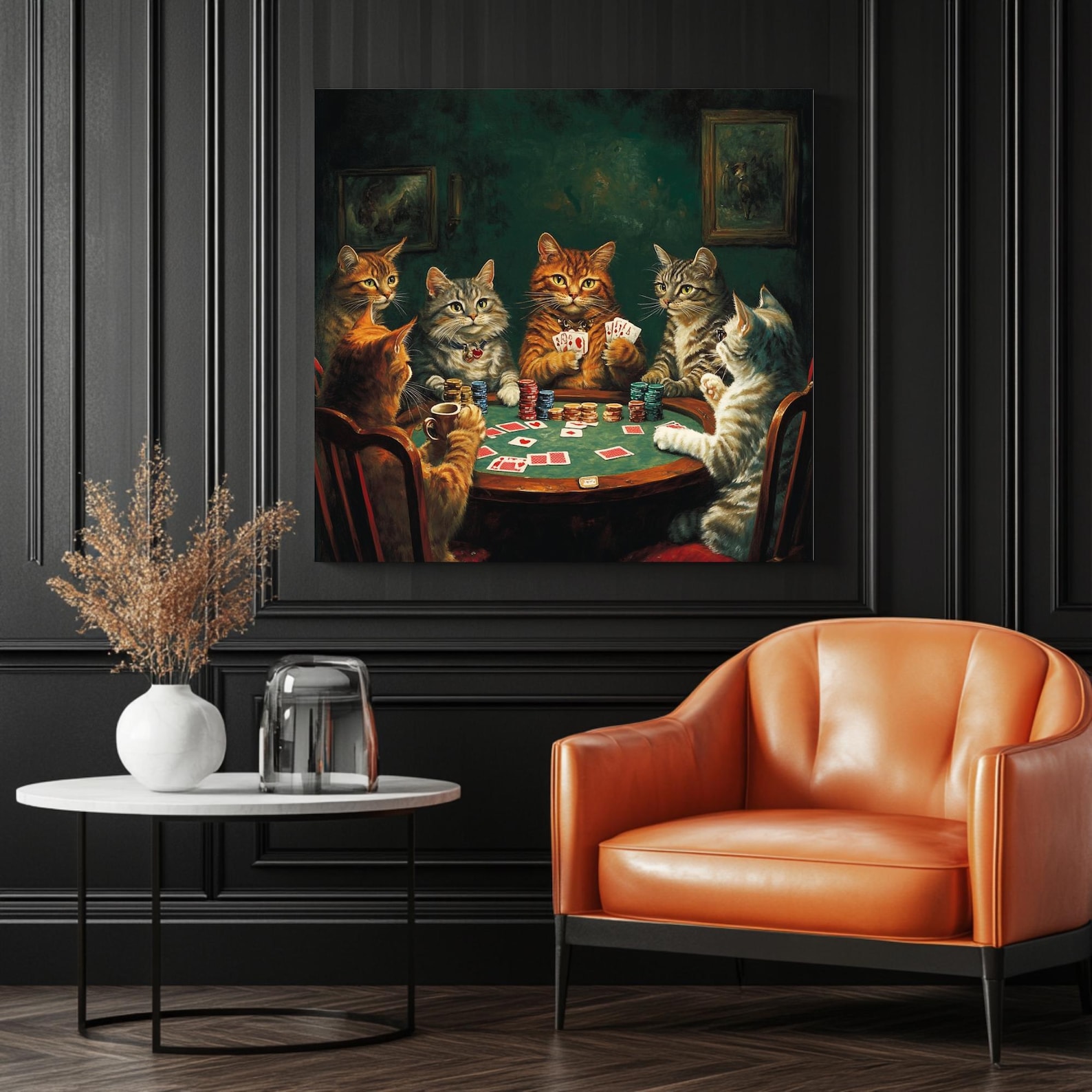 Cats Poker Wall Art, Canvas or Poster, Poker Room Decor, Cat Wall Decor ...