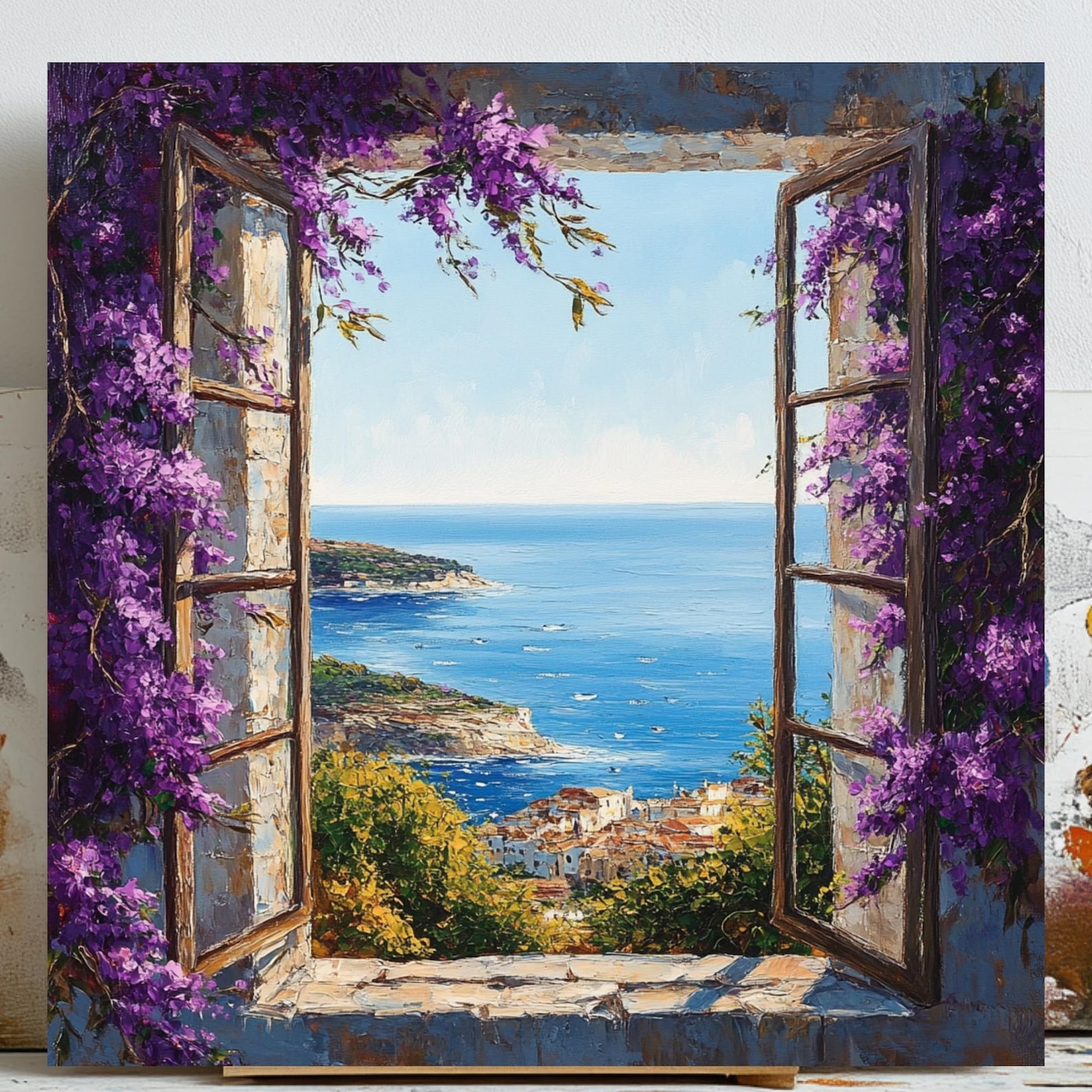 Opened Window Wall Art, Canvas or Poster, Ocean View Wall Decor, Scenic ...