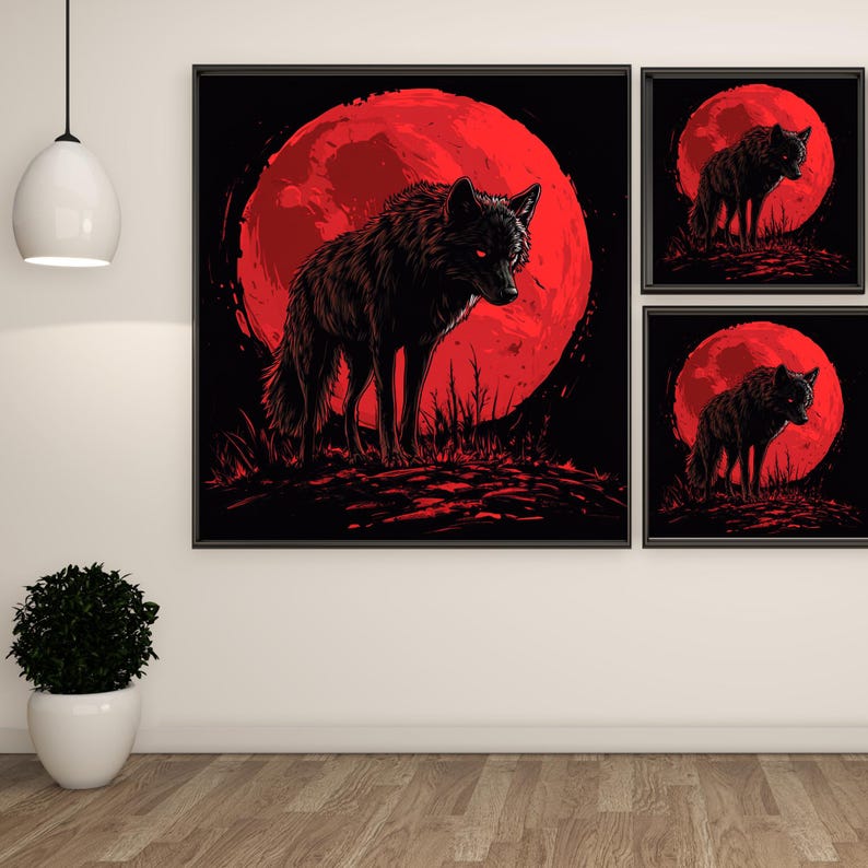 Wolf Moon Wall Art, Canvas or Poster, Wolf Wall Decor, Wolf Home Decor ...