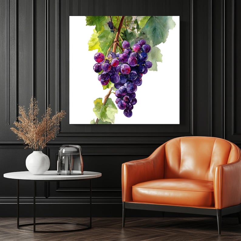 Grapes Wall Art, Canvas or Poster, Kitchen Decor, Dining Room Decor ...