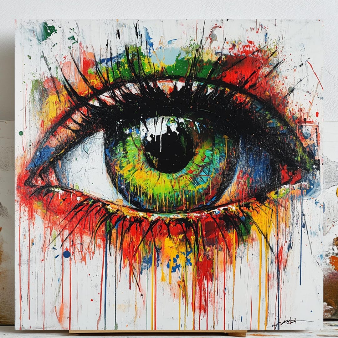 Vivid Abstract Eye Painting, Colorful Eye Art Print, Modern Wall Decor ...