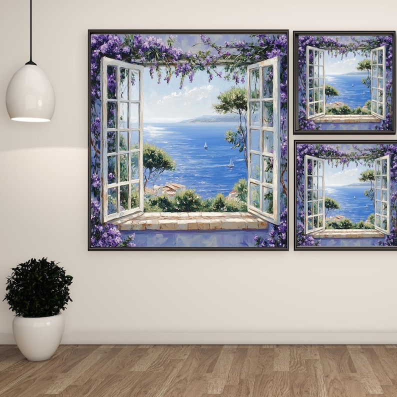 Floral Window Wall Art, Canvas or Poster, Open Window Wall Decor, Faux ...