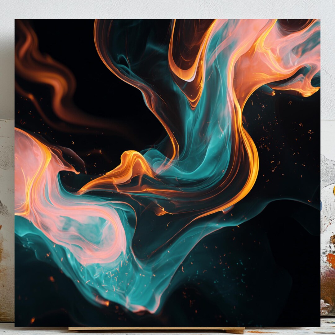 Colorful Flame Wall Art, Canvas or Poster, Abstract Home Decor, Living ...