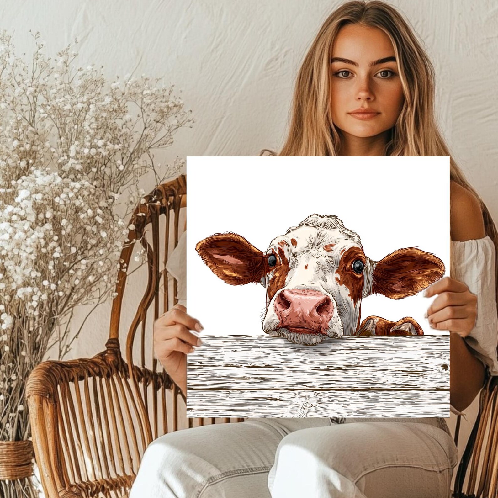Cow Wall Art, Canvas or Poster, Farmhouse Decor, Rustic Home Decor ...