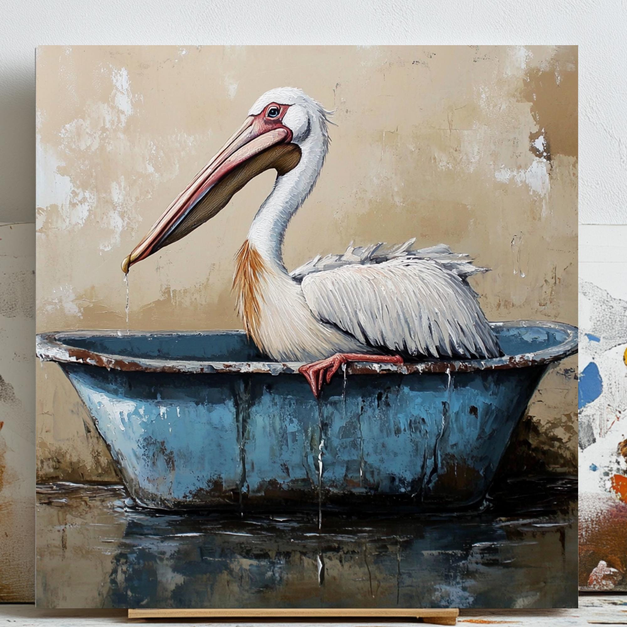 Pelican Wall Art, Canvas or Poster, Pelican Bathroom Decor, Coastal ...