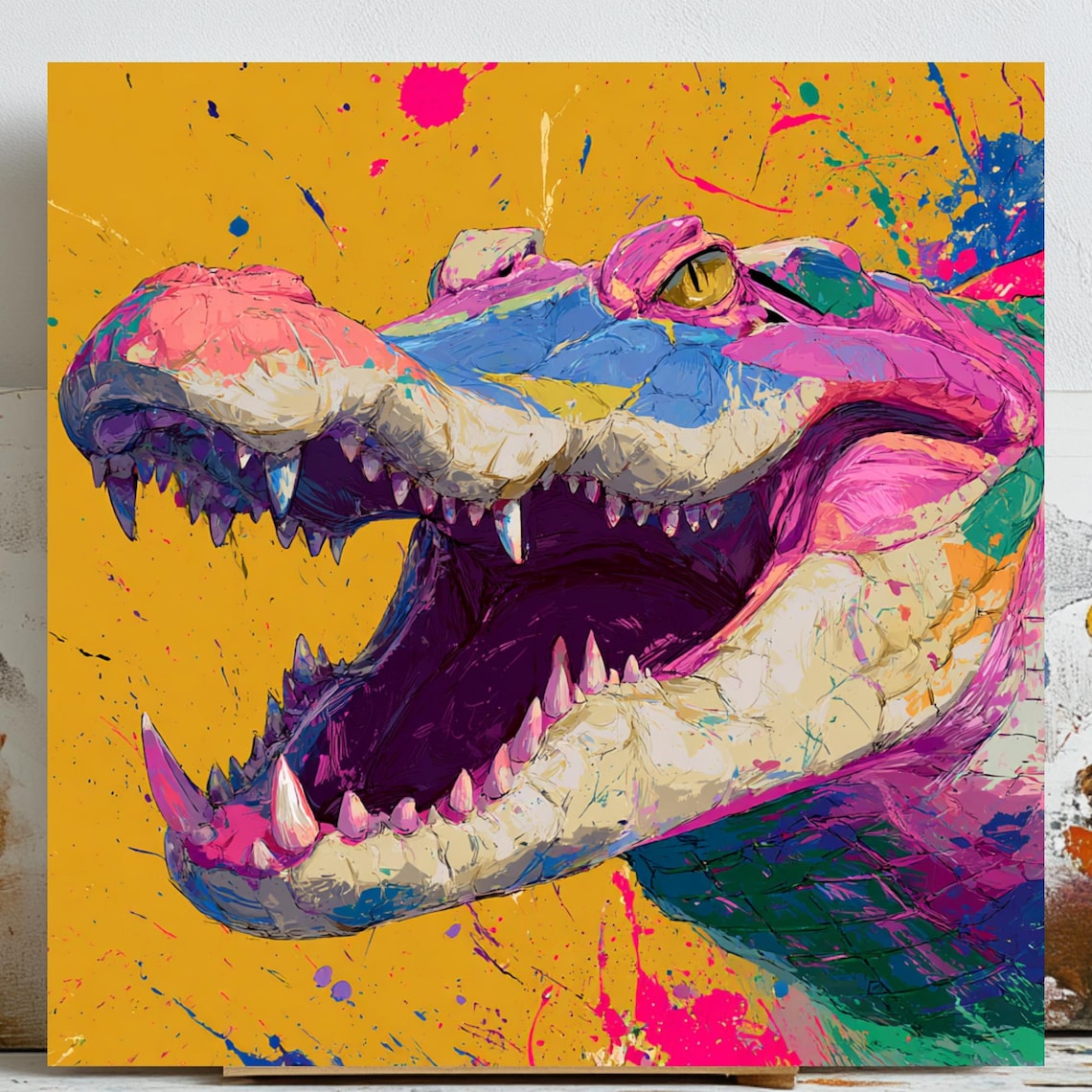Abstract Alligator Wall Art, Canvas or Poster, Modern Home Decor, Swamp ...