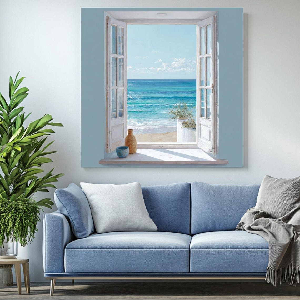 Open Window Wall Art, Canvas or Poster, Mediterranean Window View Print ...