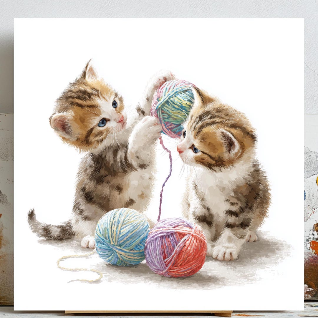 Cute Kitten Wall Art, Canvas or Poster, Playful Cat Print, Nursery ...
