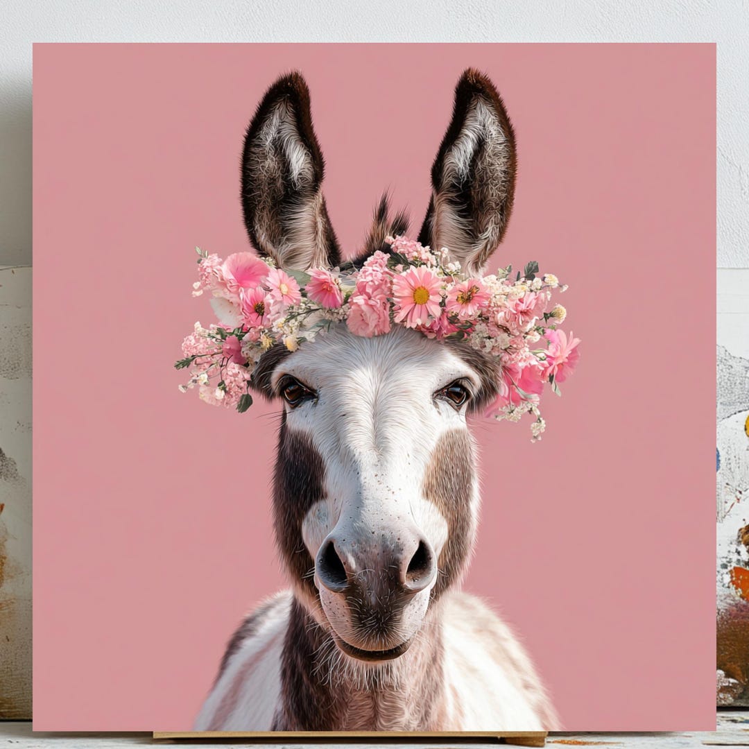 Floral Donkey Art, Canvas or Poster, Beautiful Wall Decor for Your Home ...