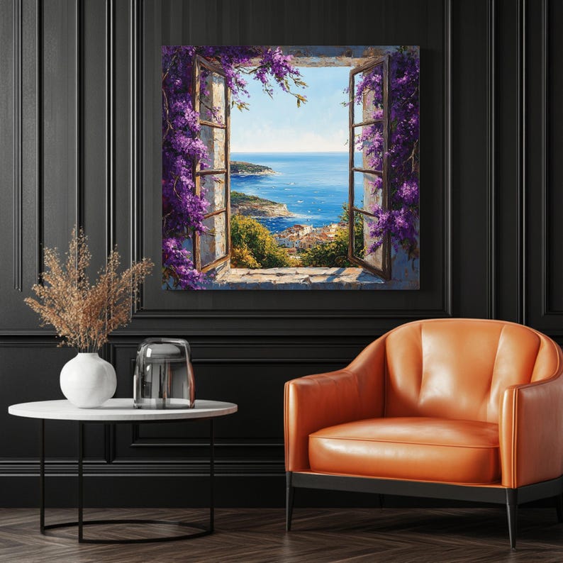 Opened Window Wall Art, Canvas or Poster, Ocean View Wall Decor, Scenic ...