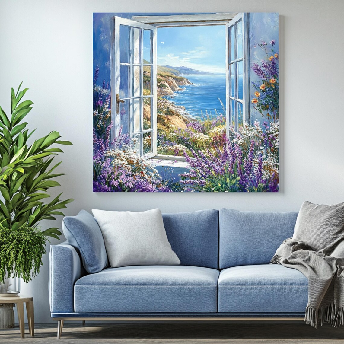 Floral Window Wall Art, Canvas or Poster, Window Garden Beauty, Floral ...