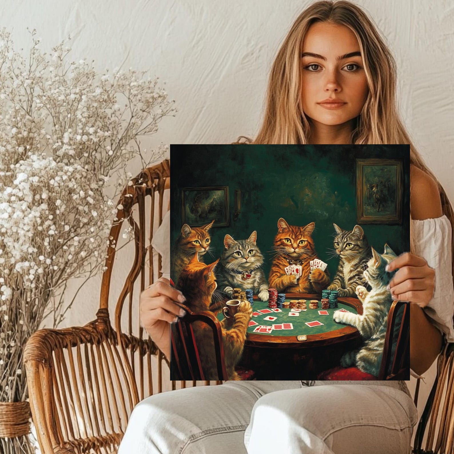 Cats Poker Wall Art, Canvas or Poster, Poker Room Decor, Cat Wall Decor ...