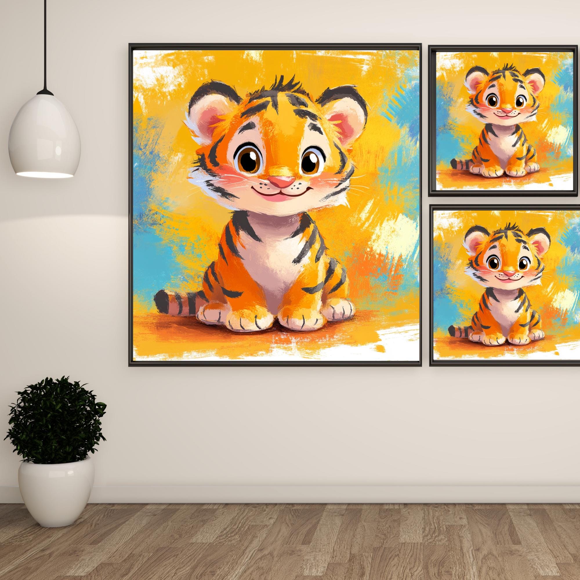 Baby Tiger Wall Art, Canvas or Poster, Modern Tiger Decor, Wildlife Art ...