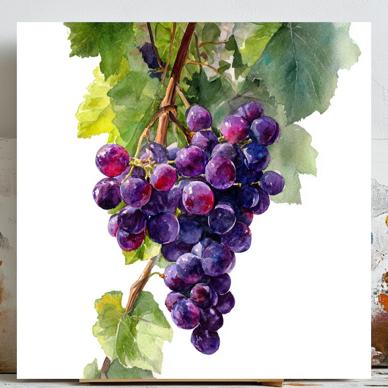 Grapes Wall Art, Canvas or Poster, Kitchen Decor, Dining Room Decor ...