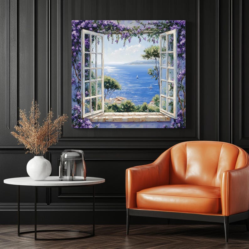 Floral Window Wall Art, Canvas or Poster, Open Window Wall Decor, Faux ...