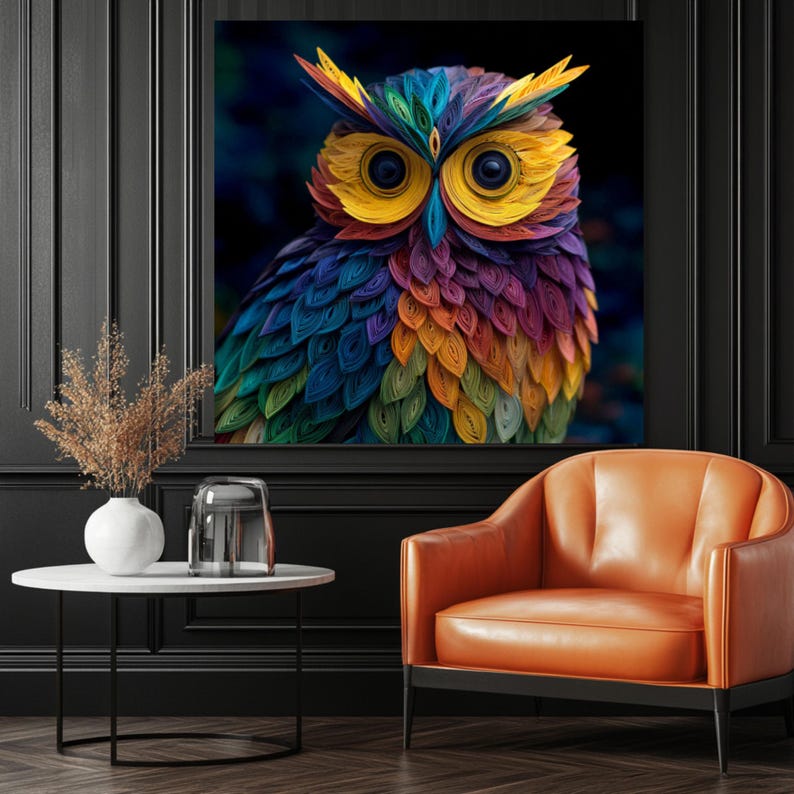 Owl Wall Art, Canvas or Poster, Whimsical Owl Portrait, Animal Wall ...