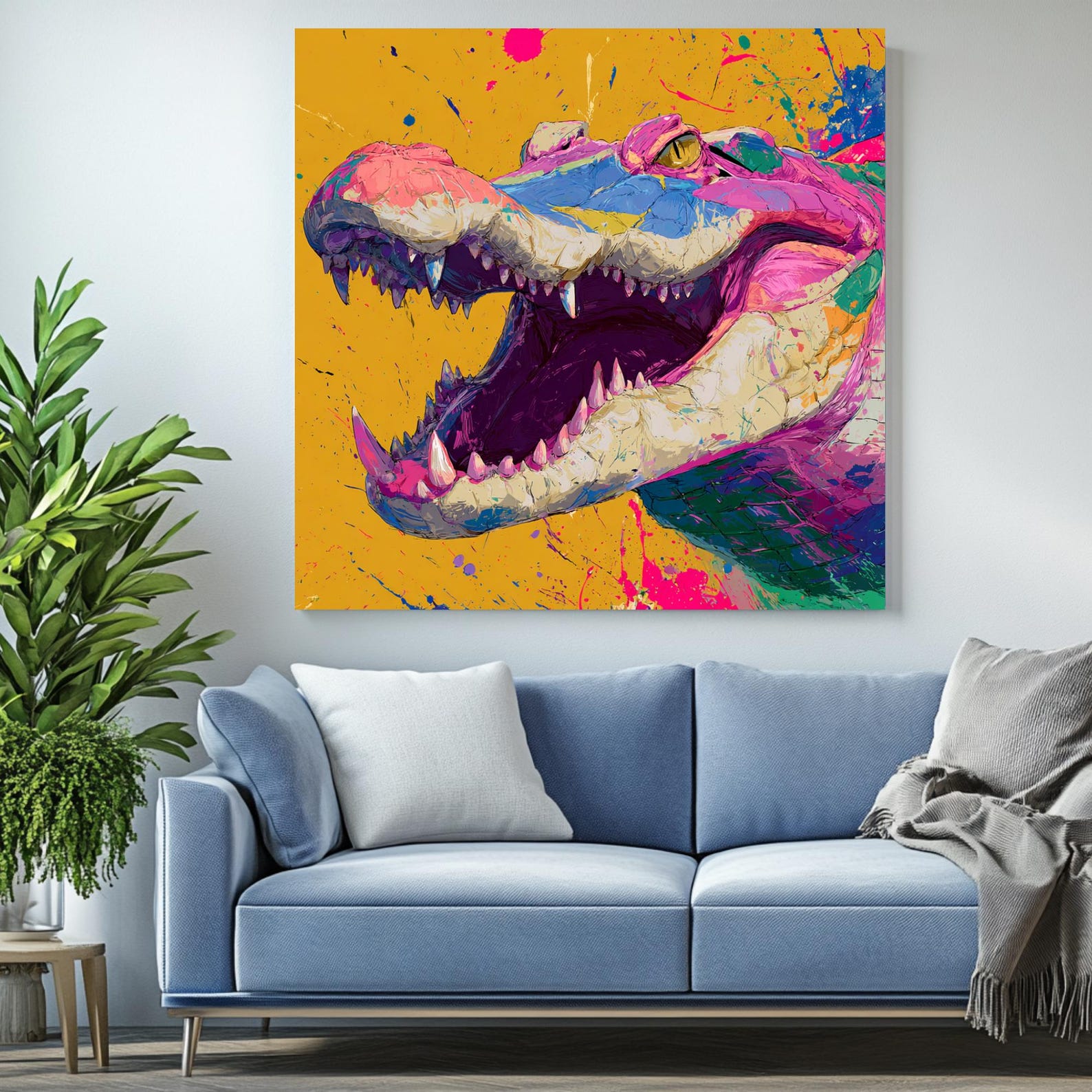 Abstract Alligator Wall Art, Canvas or Poster, Modern Home Decor, Swamp ...