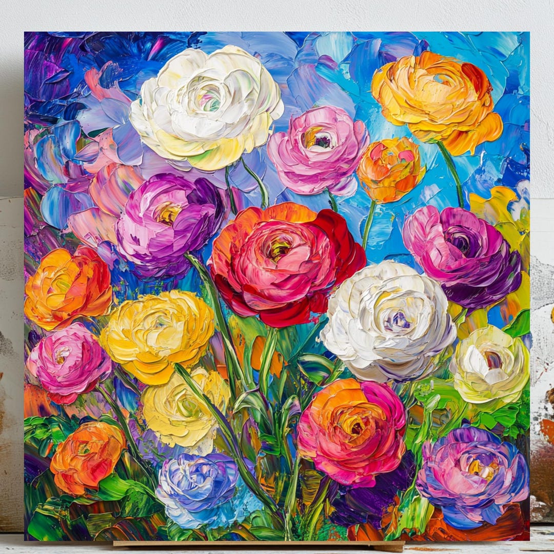 Colorful Flower Wall Art, Poster or Canvas, Floral Canvas Print, Flower ...