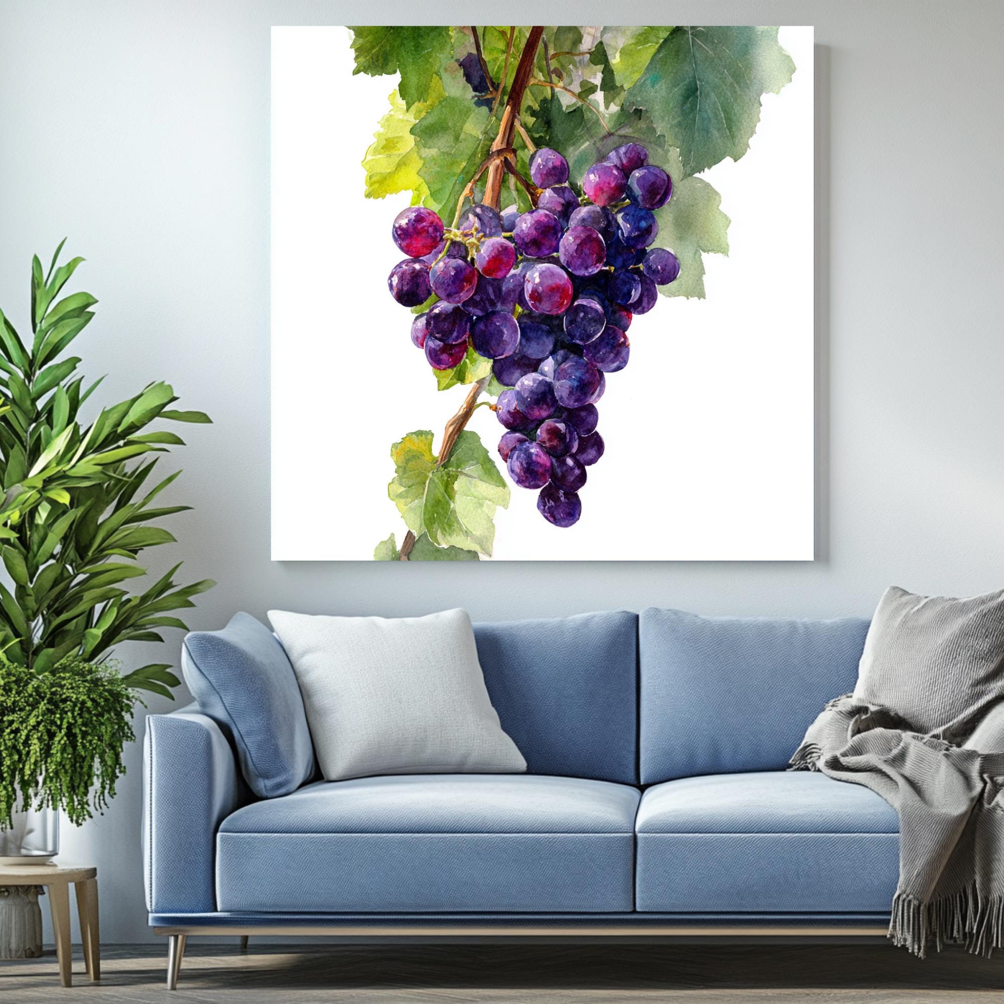 Grapes Wall Art, Canvas or Poster, Kitchen Decor, Dining Room Decor ...
