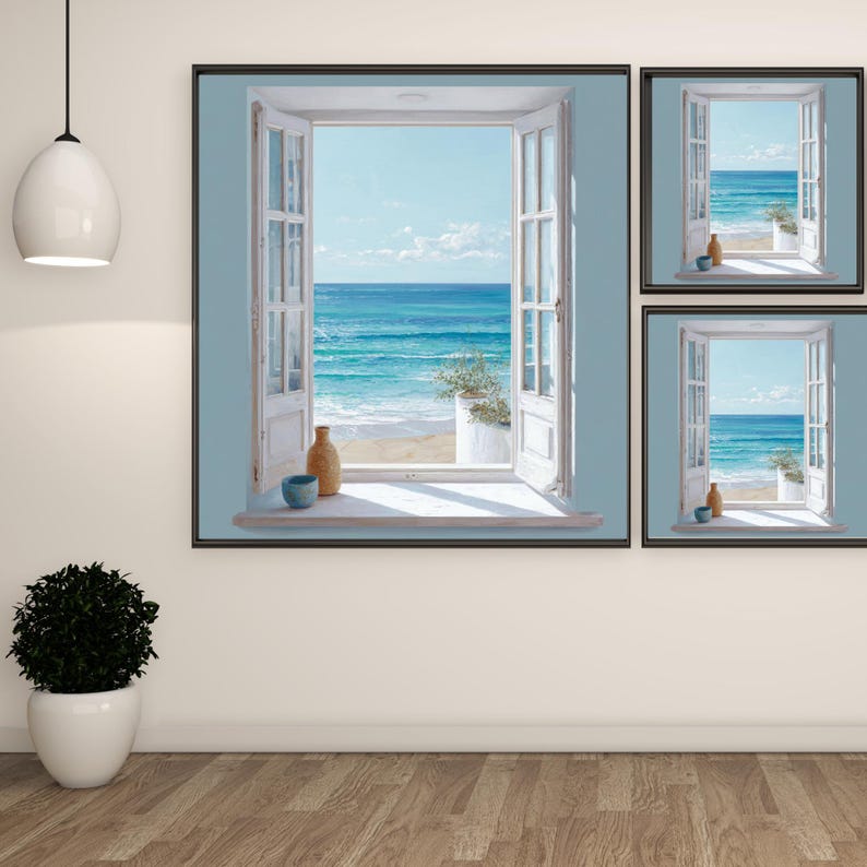 Open Window Wall Art, Canvas or Poster, Mediterranean Window View Print ...