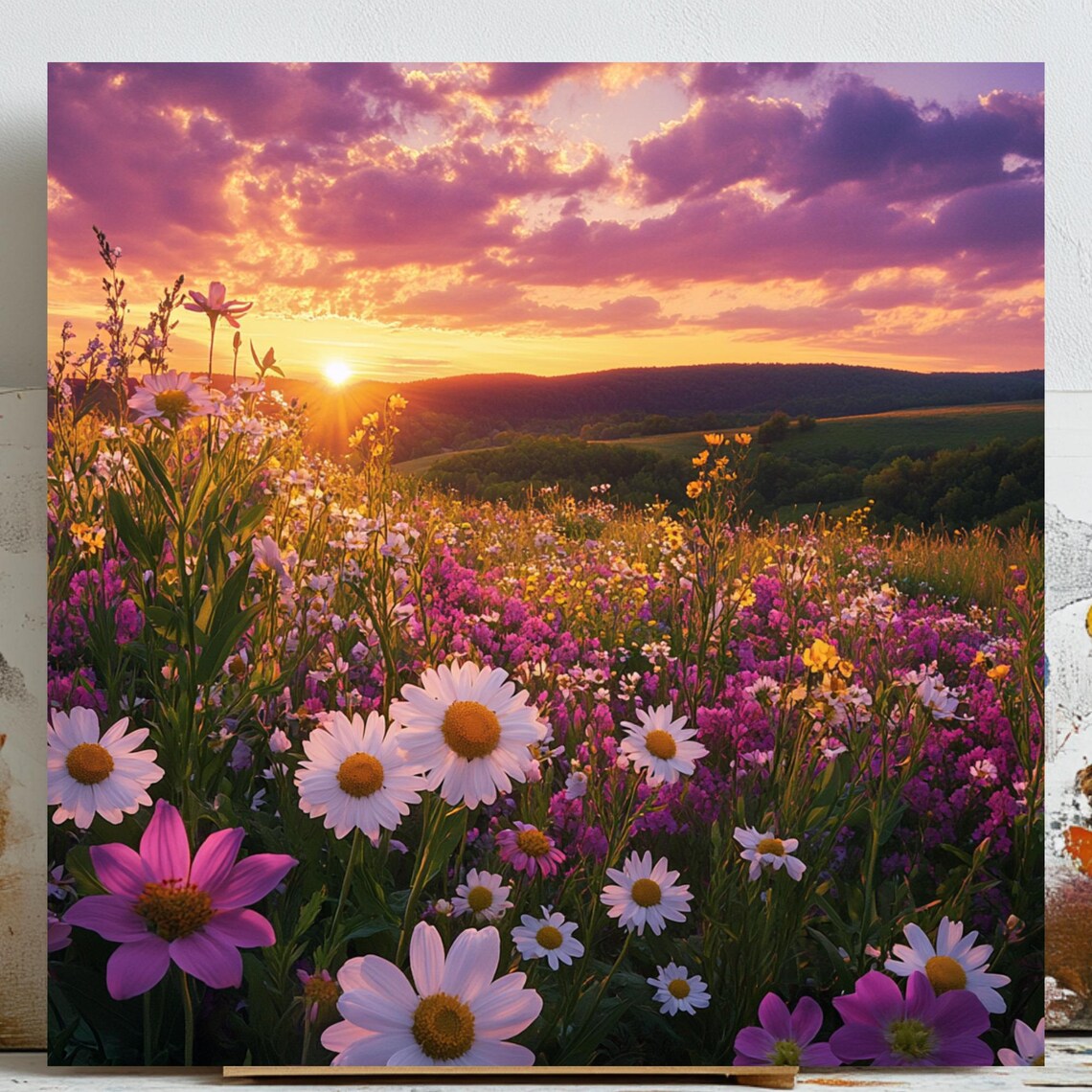 Flower Landscape Wall Art, Poster or Canvas, Summer Landscape Art ...