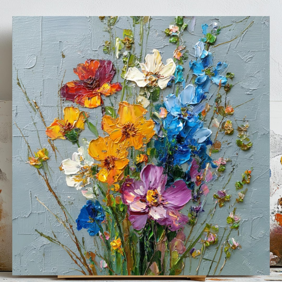 Textured Floral Wall Art, Canvas or Poster, Home Decor, Living Room ...