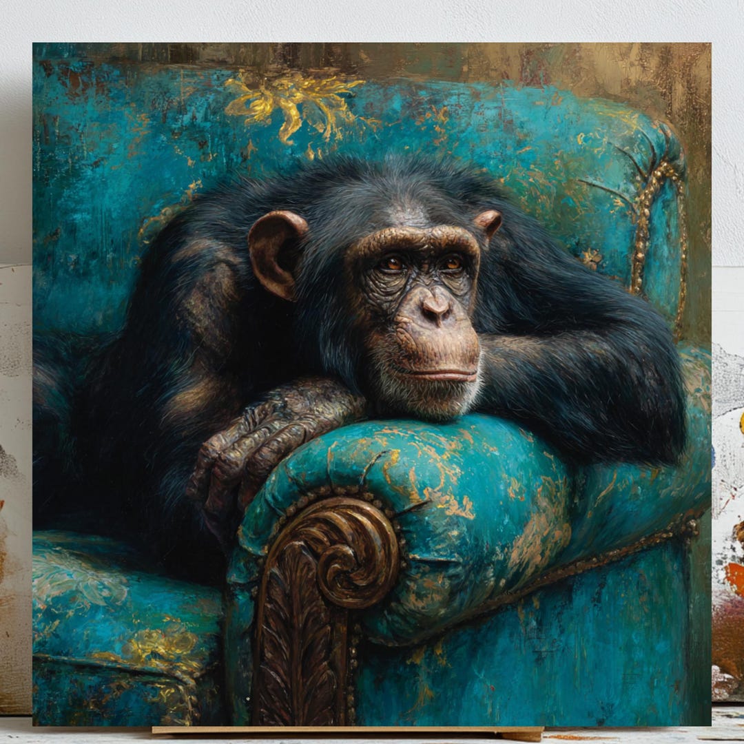 Chimpanzee Wall Art, Canvas or Poster, Animal Decor, Living Room Decor ...