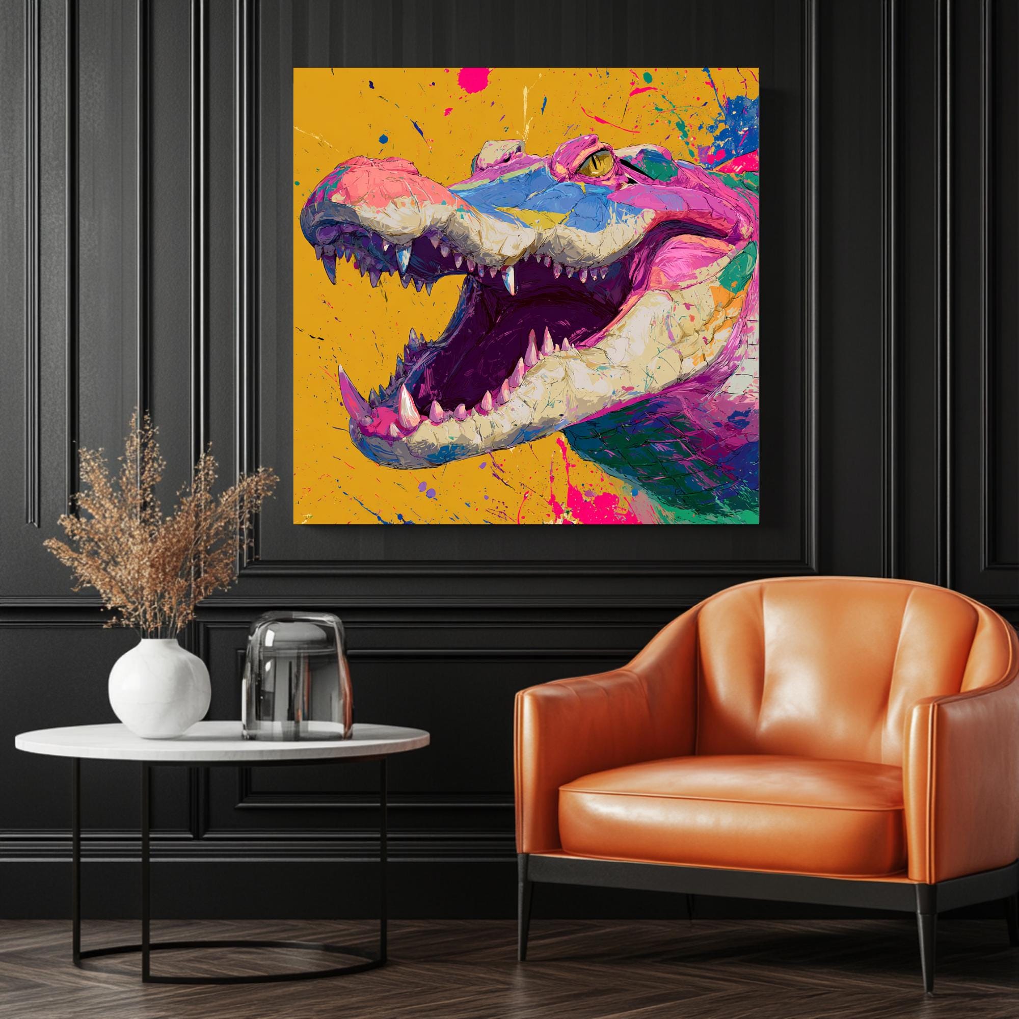 Abstract Alligator Wall Art, Canvas or Poster, Modern Home Decor, Swamp ...