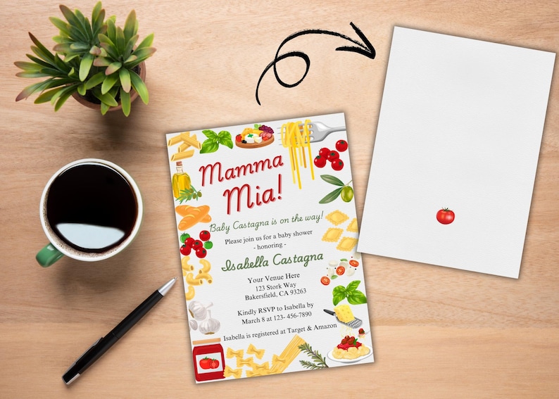 Mamma Mia! Italian, Pasta Themed Baby Shower Invitation and Stationary ...