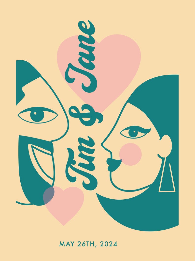 Personalized Modern Family Portrait, Abstract Minimalist Art, Custom ...