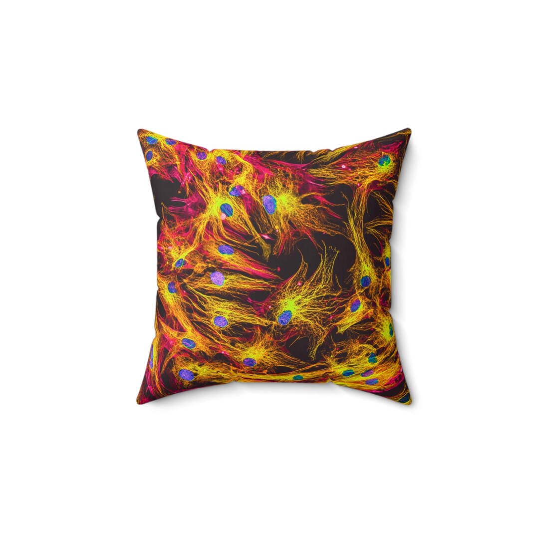 Microscopic Human Skin Cells Pillow, Fluorescent Biology Science Decor ...